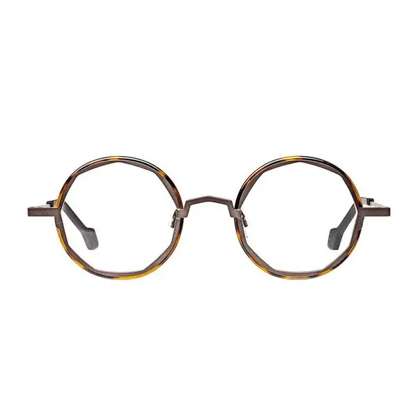 MATTTEW Round Titanium Frame With Tortoiseshell Accents - Gray