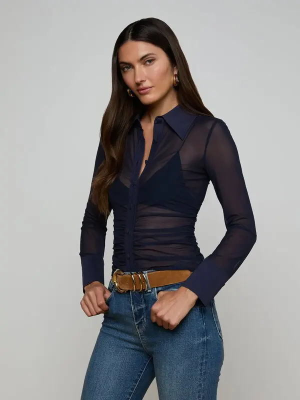L'Agence Isola Mesh Blouse - Midnight