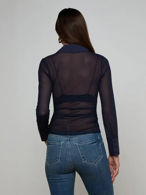 L'Agence Isola Mesh Blouse - Midnight