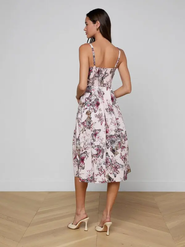 L'Agence Reanne Linen Blend Midi Dress