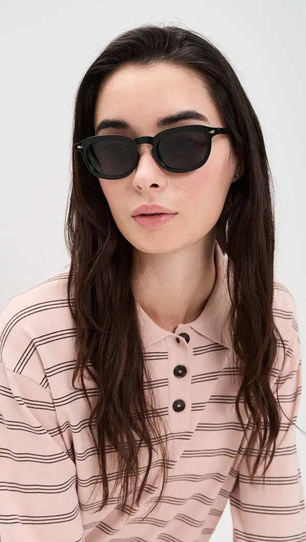 Le Specs Heart Throb Round Frame Sunglasses - Black