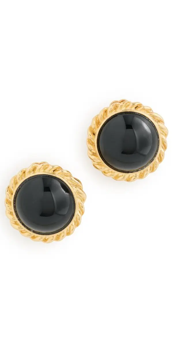 KENNETH JAY LANE Stone Clip-on Earrings - Black