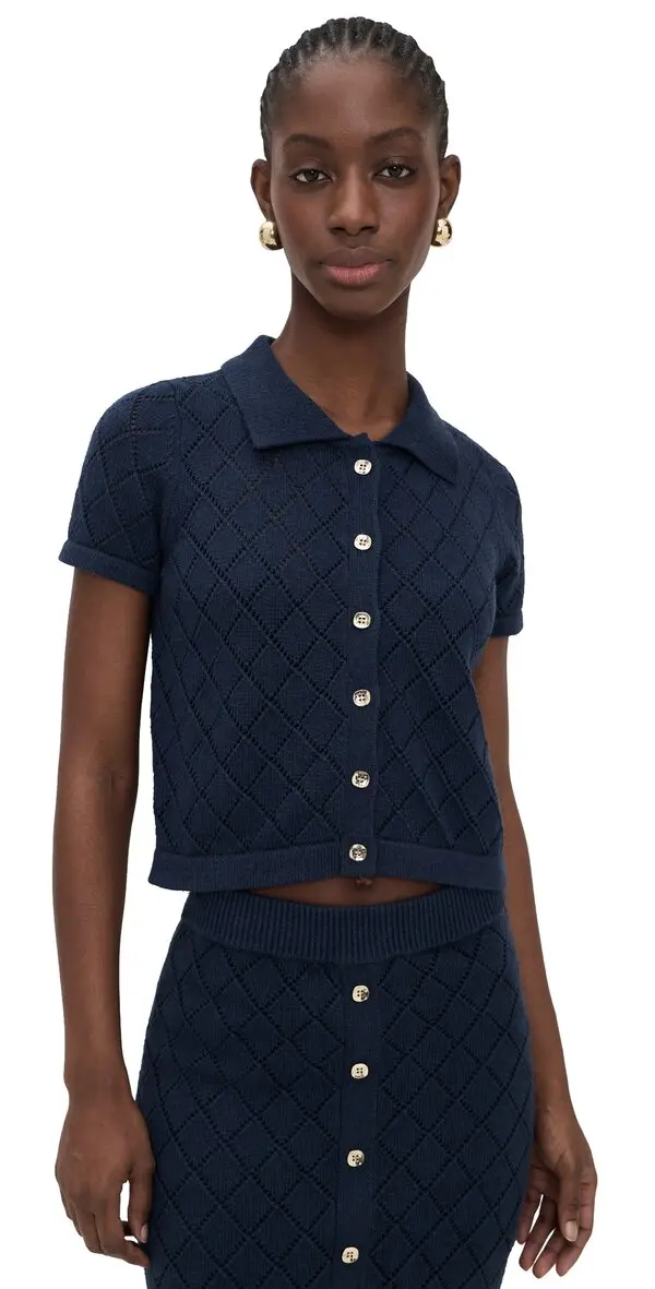 HEVRON Arlet Button-up Knit Top