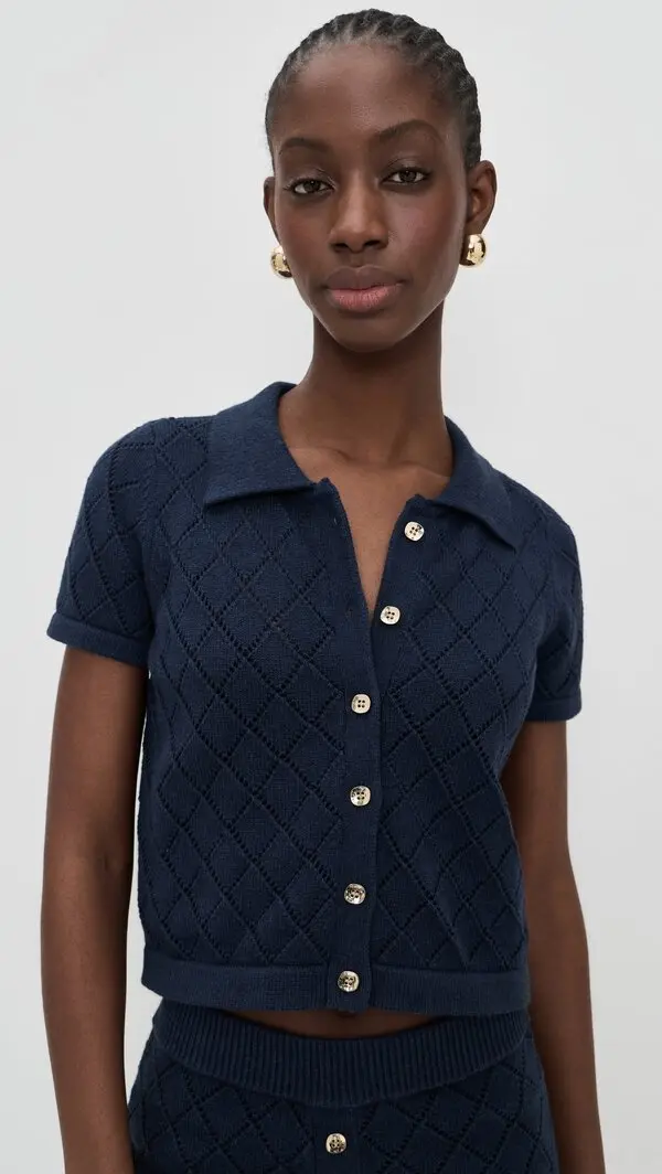 HEVRON Arlet Button-up Knit Top