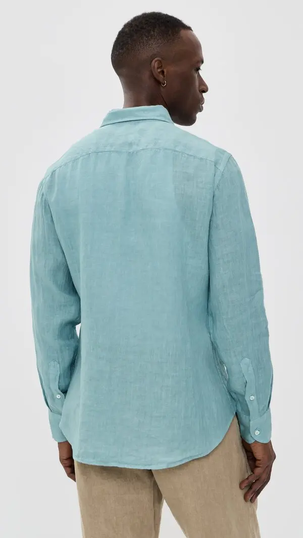 Fedeli Nick Linen Button Down Shirt - Teal