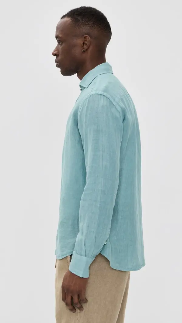 Fedeli Nick Linen Button Down Shirt - Teal
