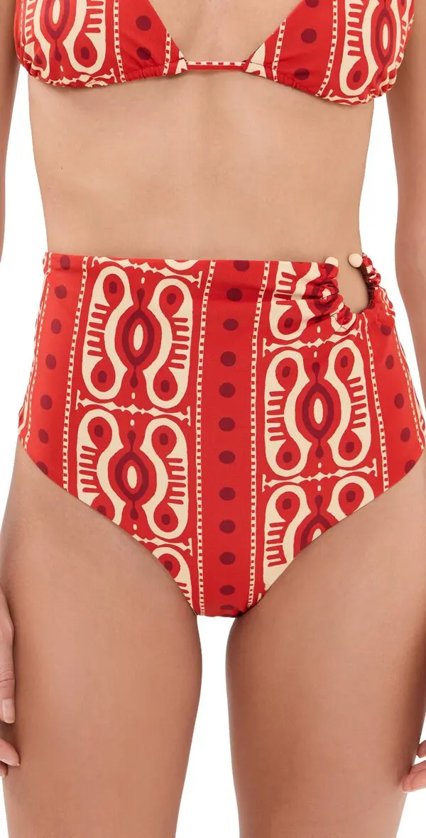 Johanna Ortiz Taita Bikini Bottoms - Red/ecru