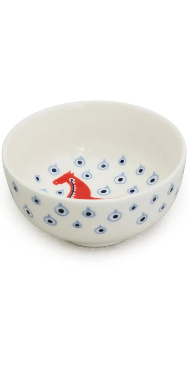Marimekko Oiva Musta Tamma Bowl - Off White/orange Red/blue