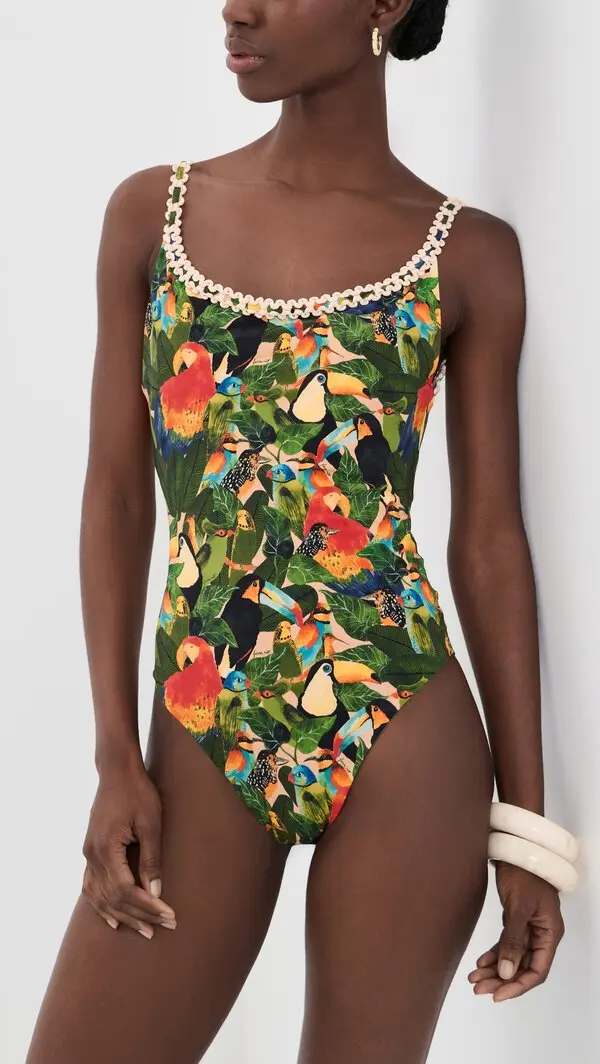 Farm Rio Bird Leaves One-piece Swimsuit