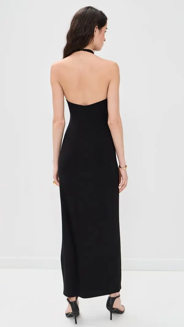 Norma Kamali Halterneck Maxi Dress With Slit - Black