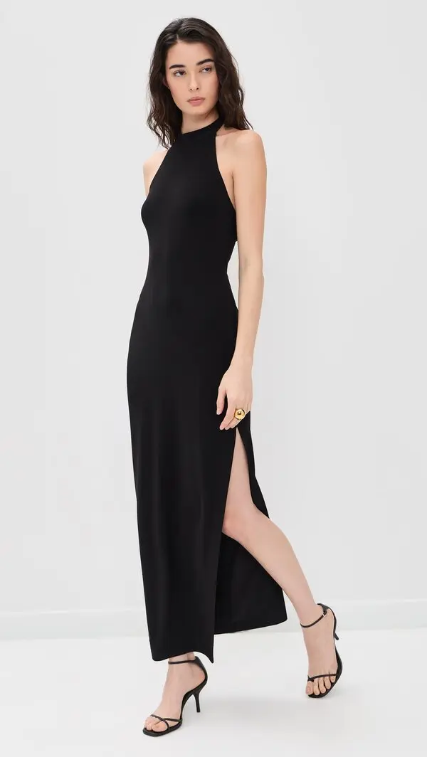 norma kamali dress black BLACK SEQUIN BODYCON DRESS WITH THIN STRAPS main image 0