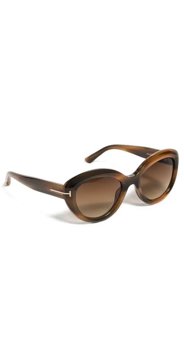 TOM FORD Stacy 02 Cat Eye Sunglasses - Shiny Beige Havana