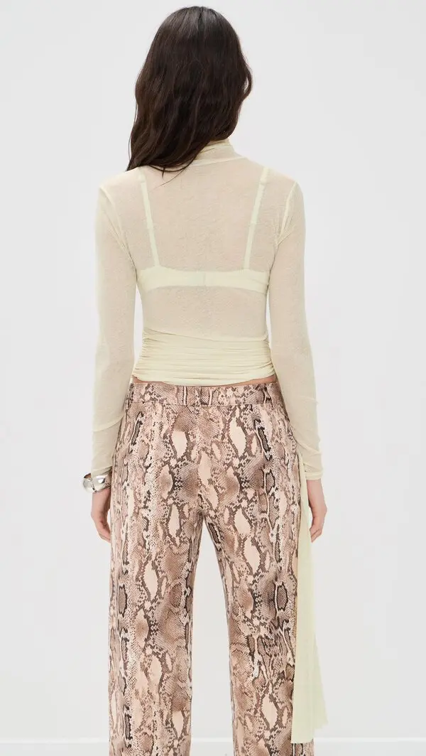 SIEDRES Alba Sheer Turtleneck Top With Tie Waist