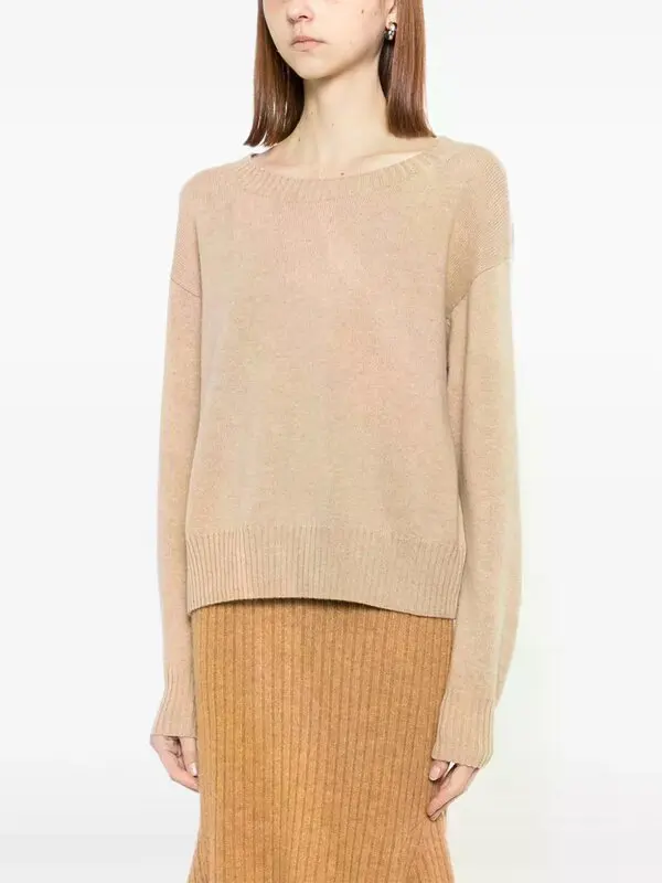 N.peal Crop Boat Neck Jumper - Neutrals