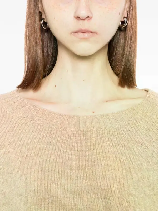 N.peal Crop Boat Neck Jumper - Neutrals