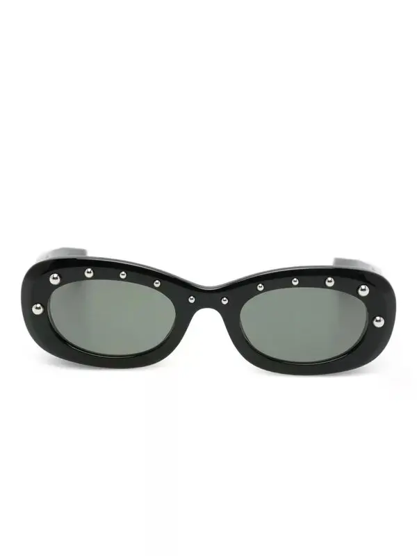 Alexander McQueen Stud-embellished Oval Frame Sunglasses - Black
