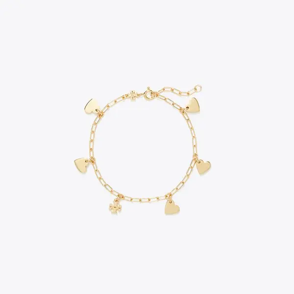 Tory Burch Curiosity Heart Charm Bracelet - Tory Gold