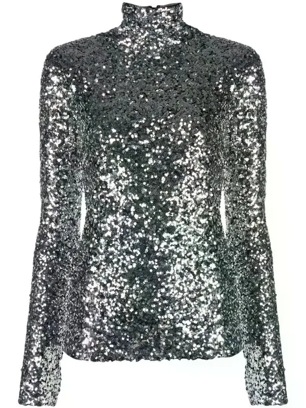 Patrizia Pepe Sequin Embellished High-neck T-shirt
