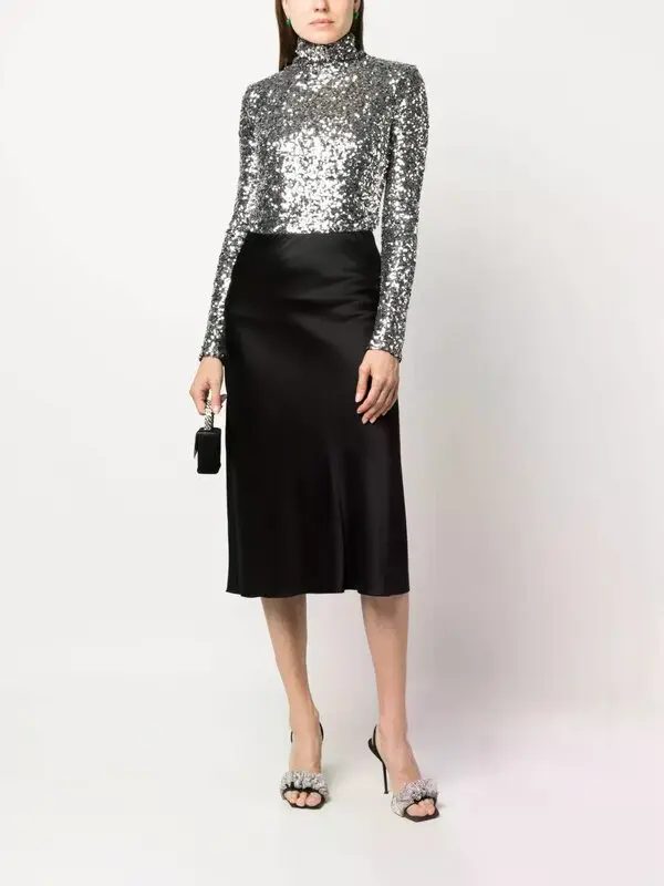 Patrizia Pepe Sequin Embellished High-neck T-shirt