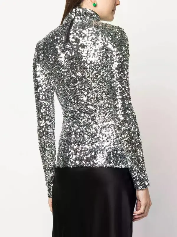 Patrizia Pepe Sequin Embellished High-neck T-shirt