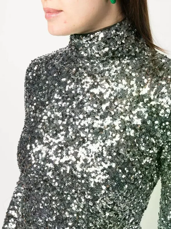 Patrizia Pepe Sequin Embellished High-neck T-shirt
