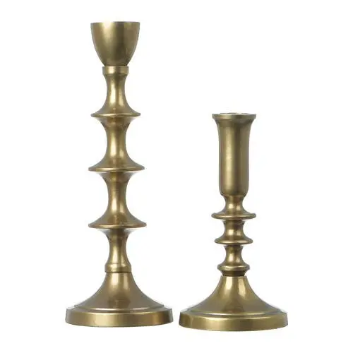 STORIED HOME Decorative Metal Taper Holders - Gold