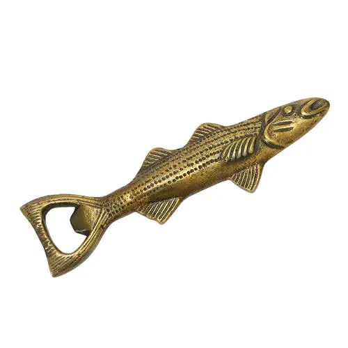 STORIED HOME Cast Aluminum Fish Shaped Bottle Opener - Gold