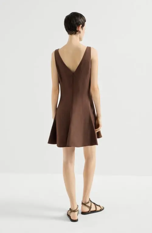 Brunello Cucinelli Fluid Twill Mini Dress - Cocoa