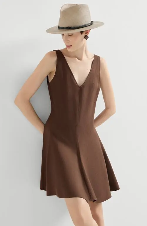Brunello Cucinelli Fluid Twill Mini Dress - Cocoa