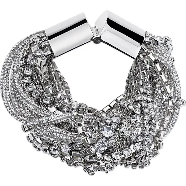 AREA Messy Chain Crystal Bracelet - Clear Crystal/silver