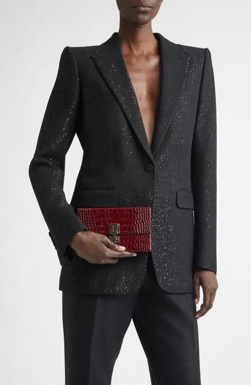 TOM FORD East/west Croc-embossed Leather Clutch - Ruby Red