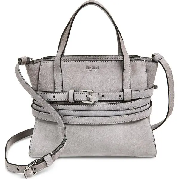 Moschino Tie Me Suede Handbag - Grey 01a Of0