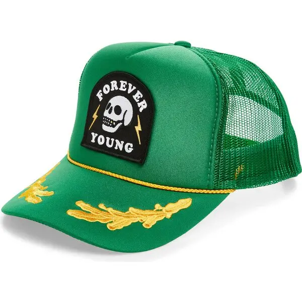 LOCAL BEACH Forever Young Captain Patch Trucker Hat - Kelly Captain