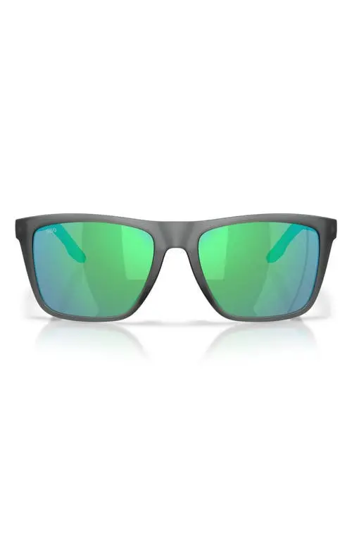 COSTA DEL MAR Mainsail Xl 59mm Mirrored Polarized Square Sunglasses - Gray Smoke/green 580g