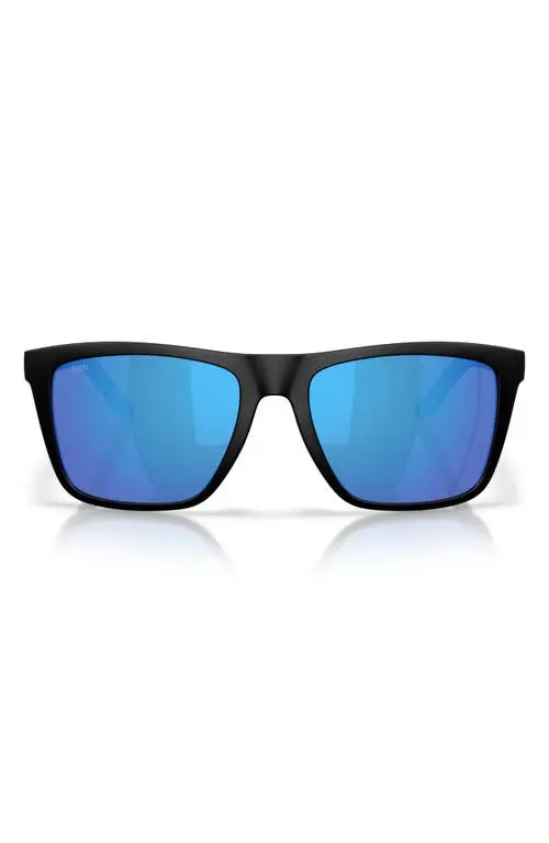 COSTA DEL MAR Mainsail Xl 59mm Mirrored Polarized Square Sunglasses - Matte Black/blue Mirror 580g