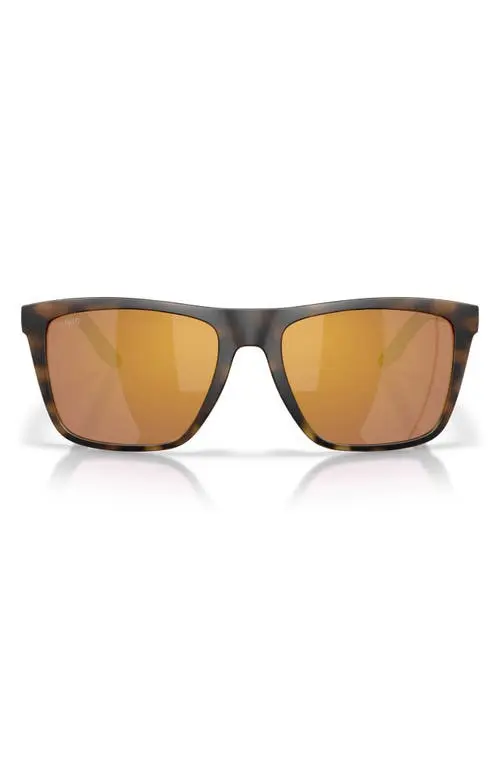 COSTA DEL MAR Mainsail Xl 59mm Mirrored Polarized Square Sunglasses - Tortoise/gold Mirror 580p