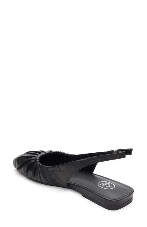 Ash Bibi Ruched Square Toe Slingback Flat - Black