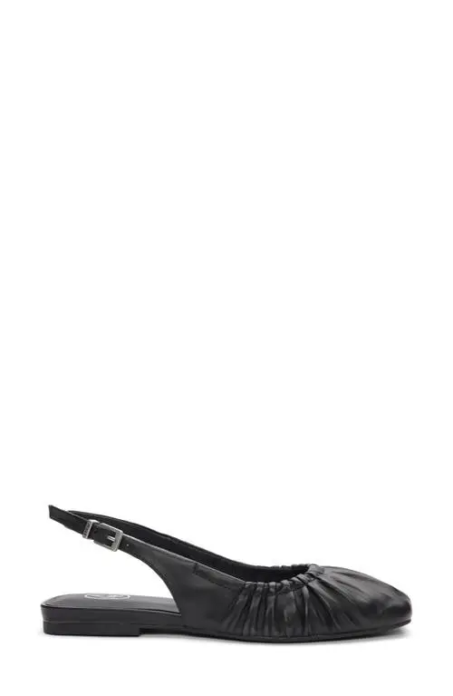 Ash Bibi Ruched Square Toe Slingback Flat - Black