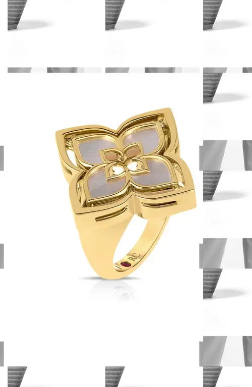 Roberto Coin Pirouette 18k Gold, Mother-of-pearl And Diamond Ring