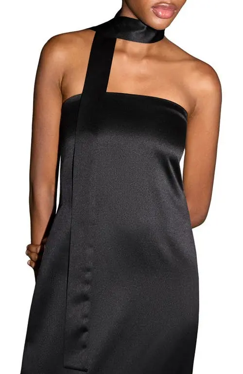 Mango Satin Halter Maxi Dress