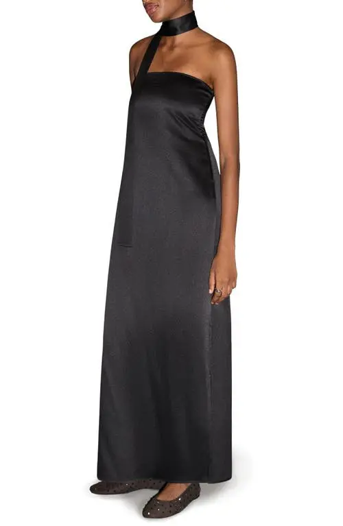 Mango Satin Halter Maxi Dress