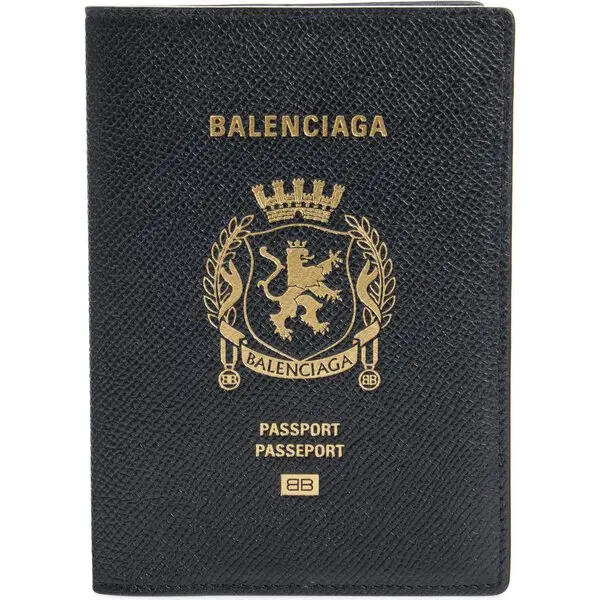 Balenciaga Passport Leather Vertical Bifold Wallet - 1000 Black