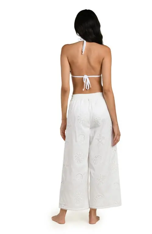 La Blanca Bayside Embroidered Wide-leg Cover-up Pants