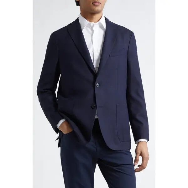 Boglioli K-jacket Virgin Wool Hopsack Sport Coat - Navy-0780