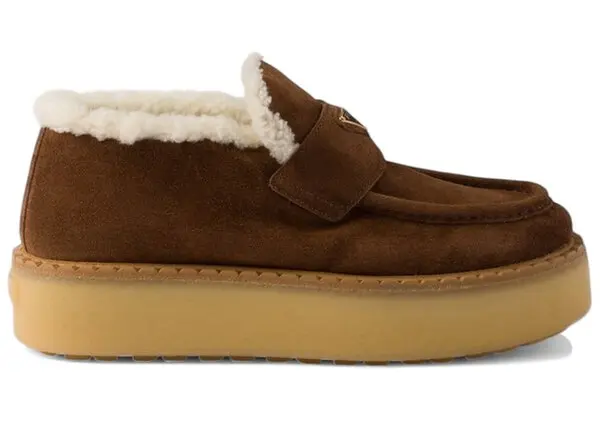 Prada Suede Loafers With Sherling