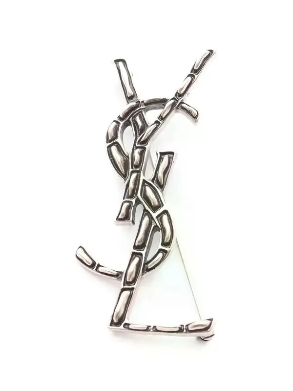 Saint Laurent 10s Embossed Brooch - Silver