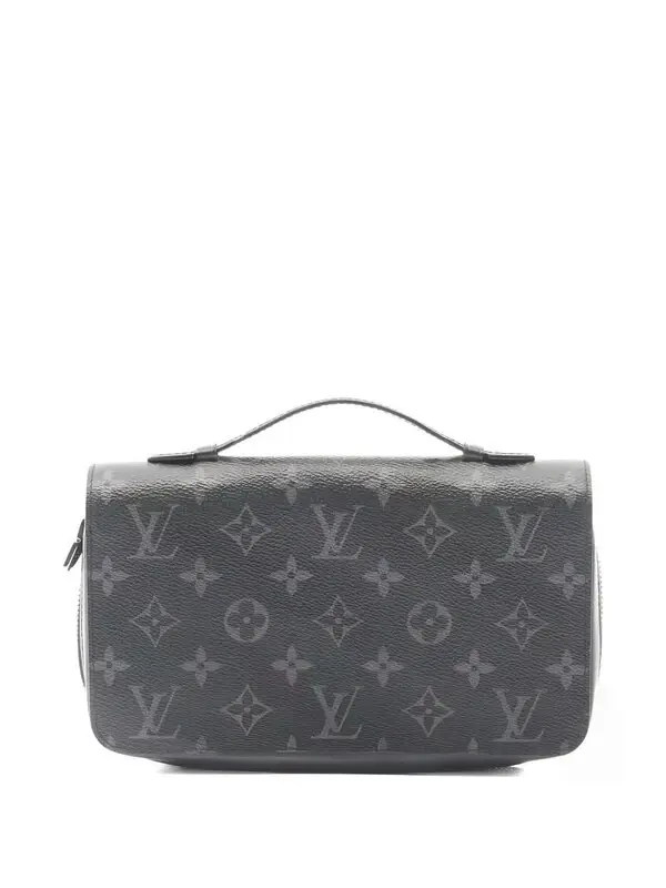LOUIS VUITTON 2010s Xl Zippy Monogram Eclipse Wallet - Grey