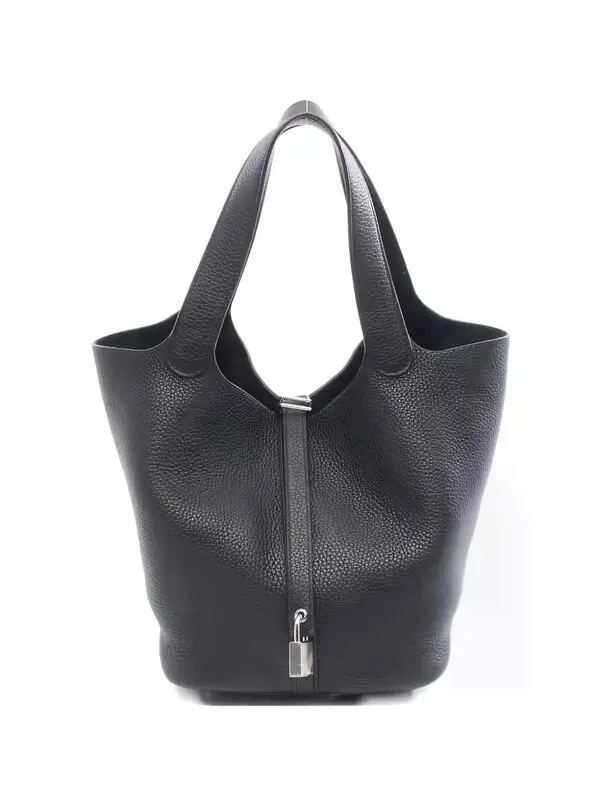 Hermès 2020 Lock Leather Tote - Black
