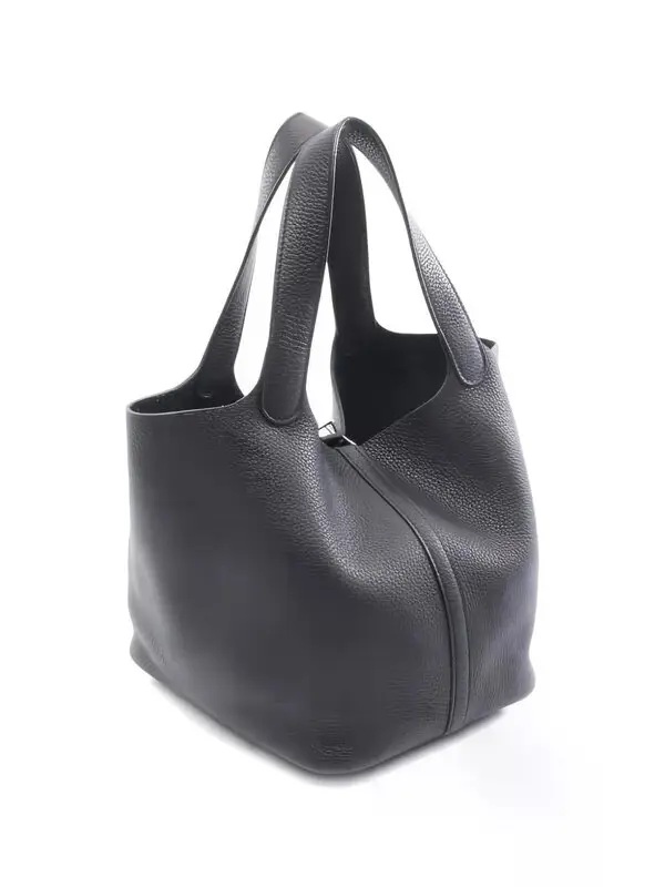 Hermès 2020 Lock Leather Tote - Black