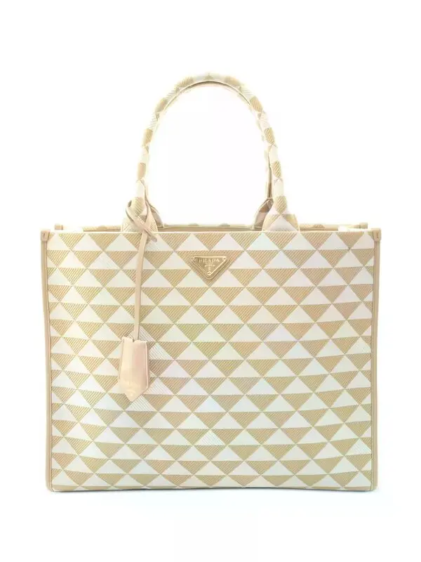 Prada 2010s Triangolo Jacquard Tote - Neutrals